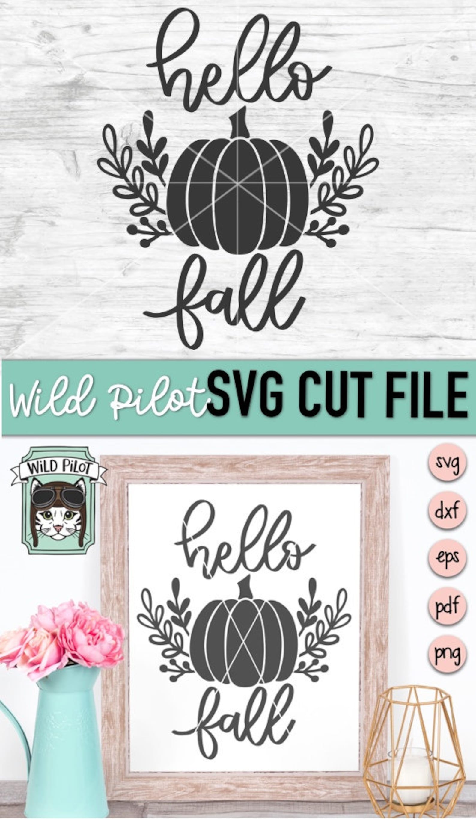 Hello Fall SVG, Pumpkin SVG, Fall Svg File, Fall Cut File, Fall Wreath ...
