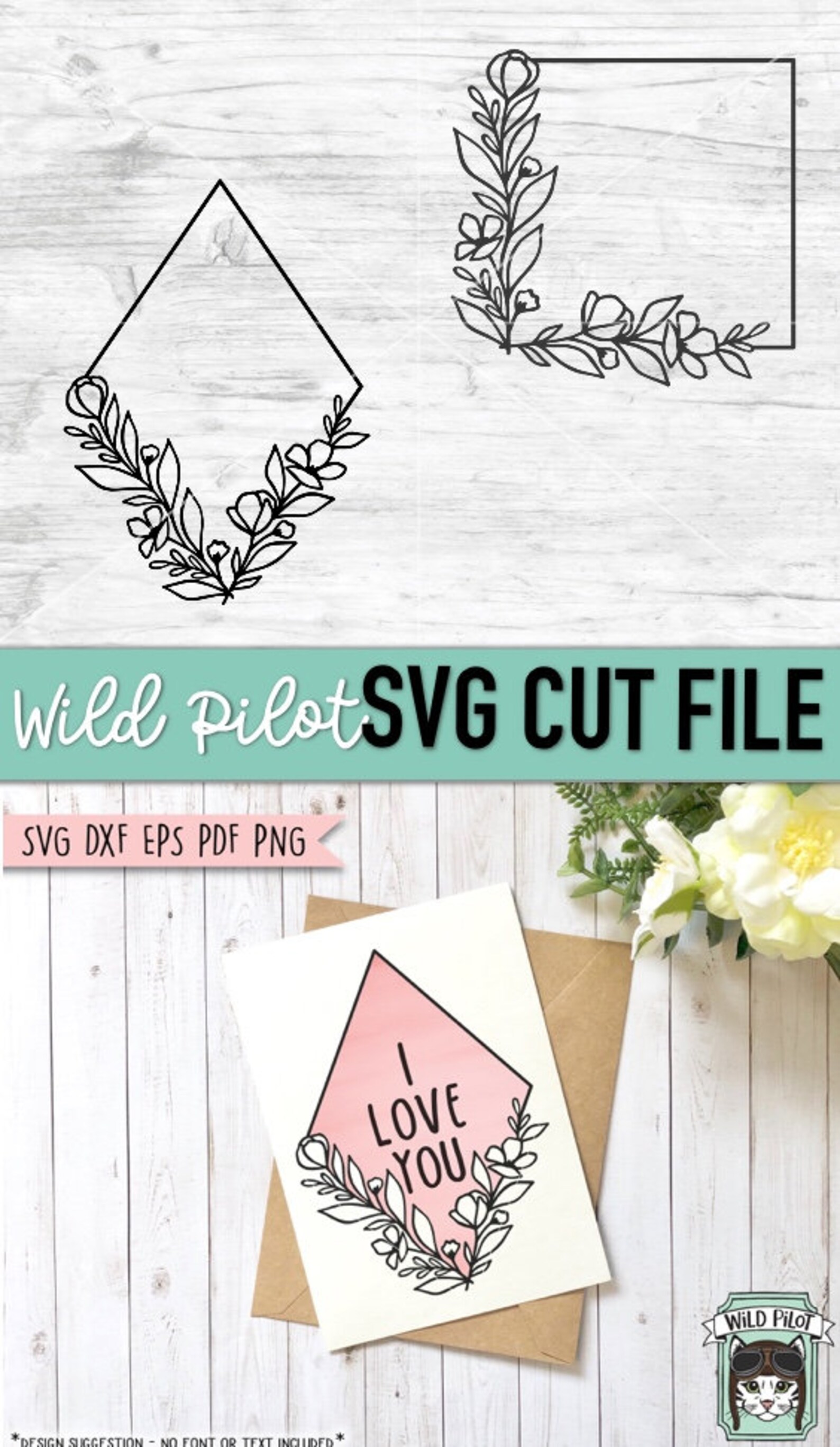 Floral Frame SVG File Monogram Frame Flower Border SVG | Etsy