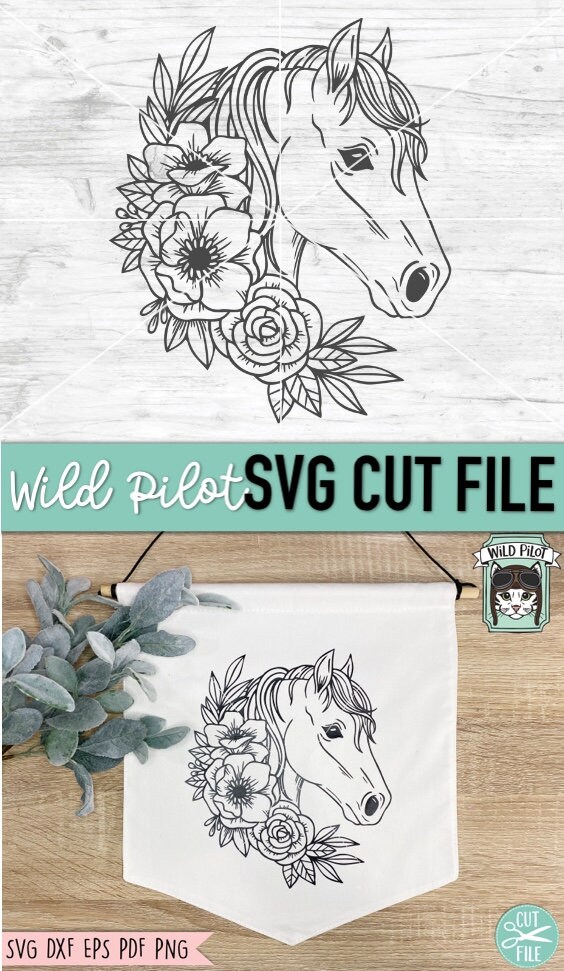 Horse SVG File Horse With Flowers SVG Horse Cut File Floral | Etsy