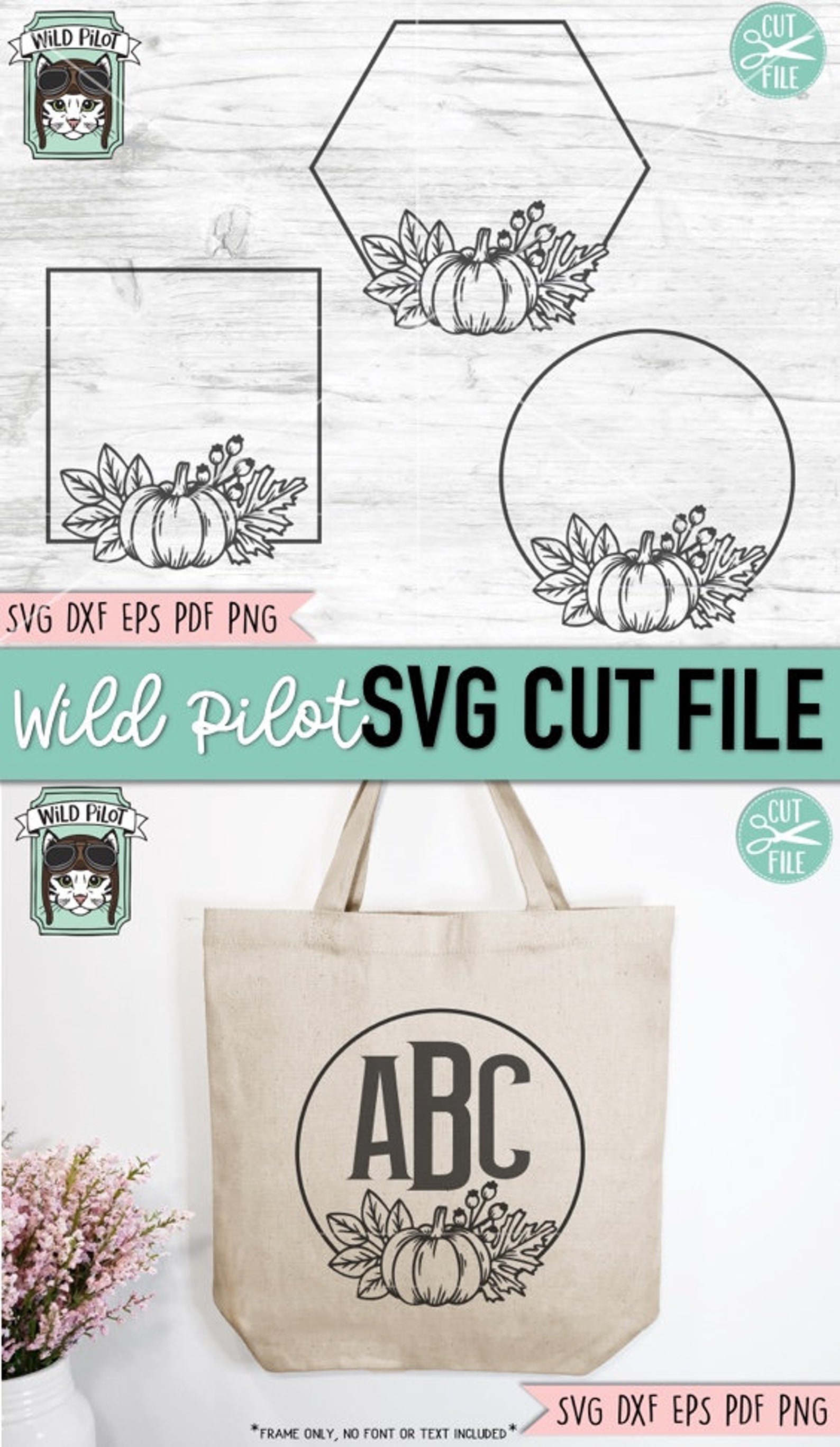 Pumpkin Frame svg Pumpkin Wreath svg Pumpkin Monogram Frame | Etsy