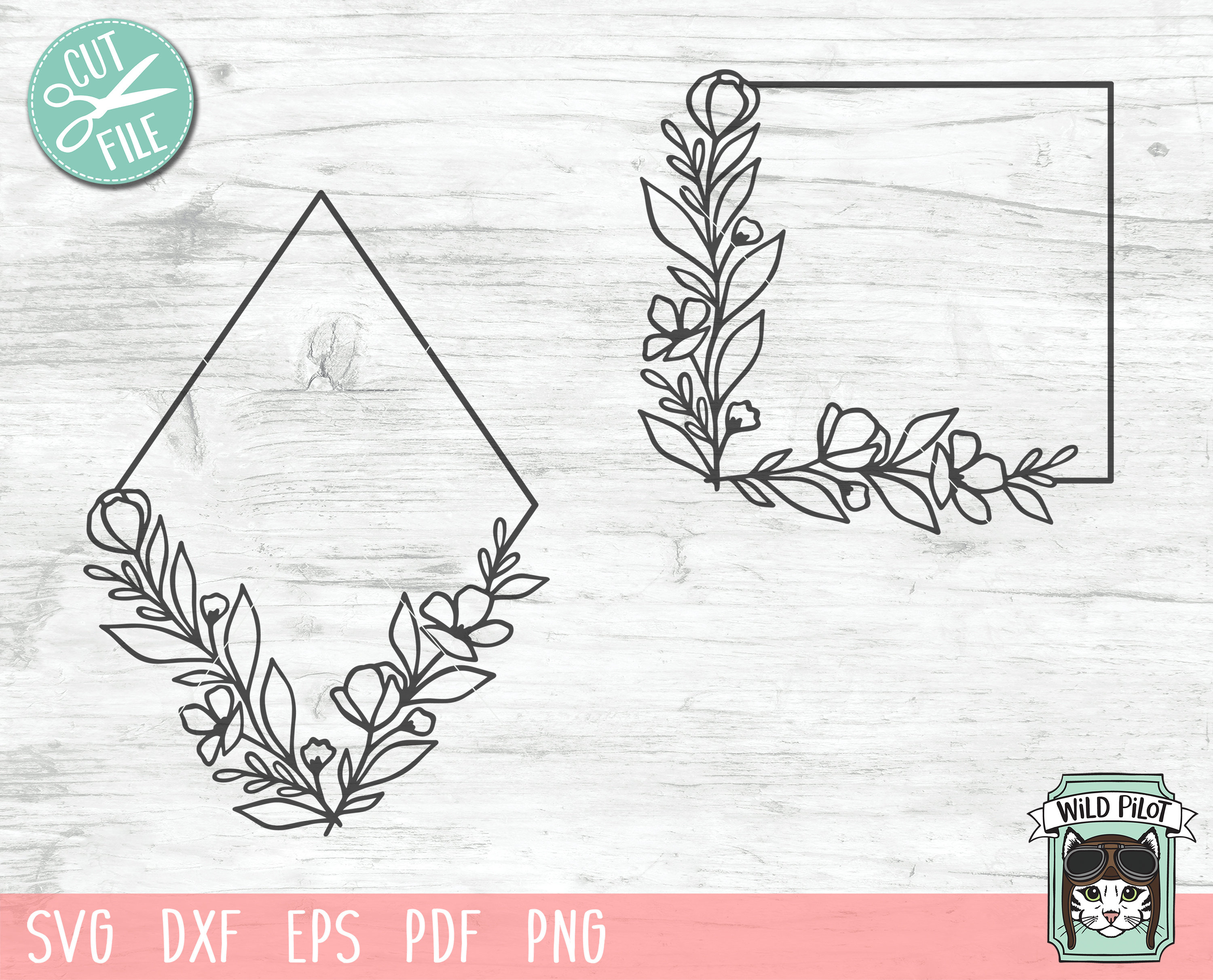 Floral Frame SVG File Monogram Frame Flower Border SVG | Etsy