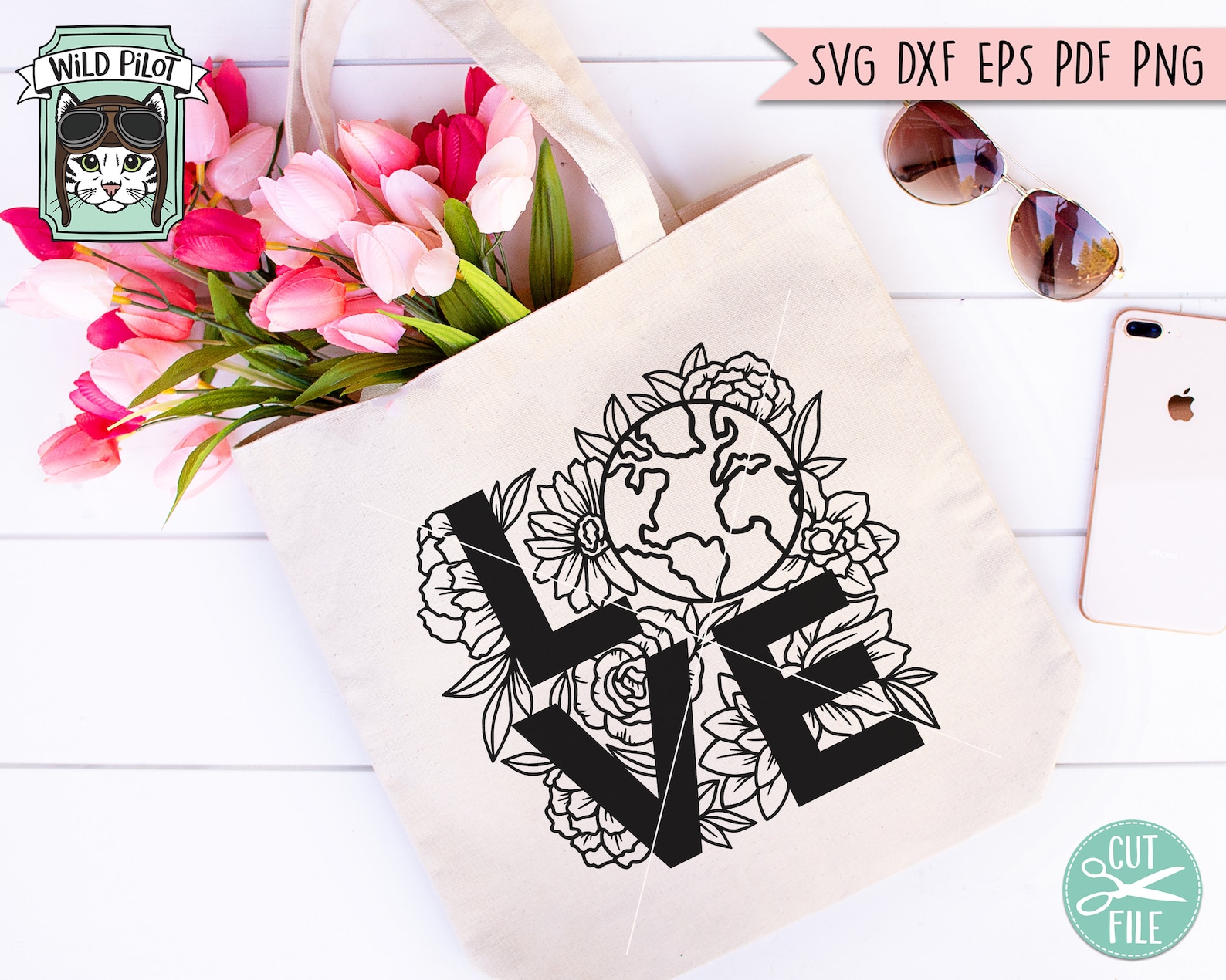 Love the Earth SVG File, Earth Day SVG File, Love Earth Flowers SVG Cut ...