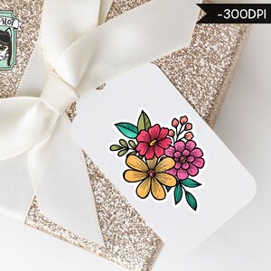 PRINTABLE Flower Sticker Files PNG File, Watercolor Flower ...