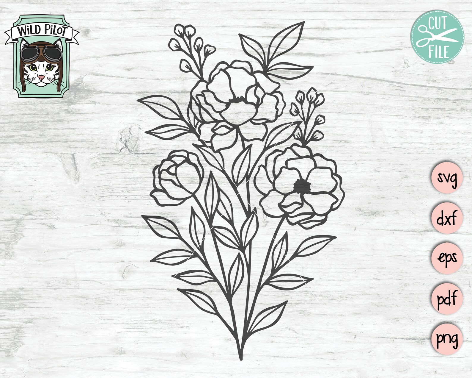 Flower SVG Files Bouquet SVG File Bouquet of Flowers SVG - Etsy