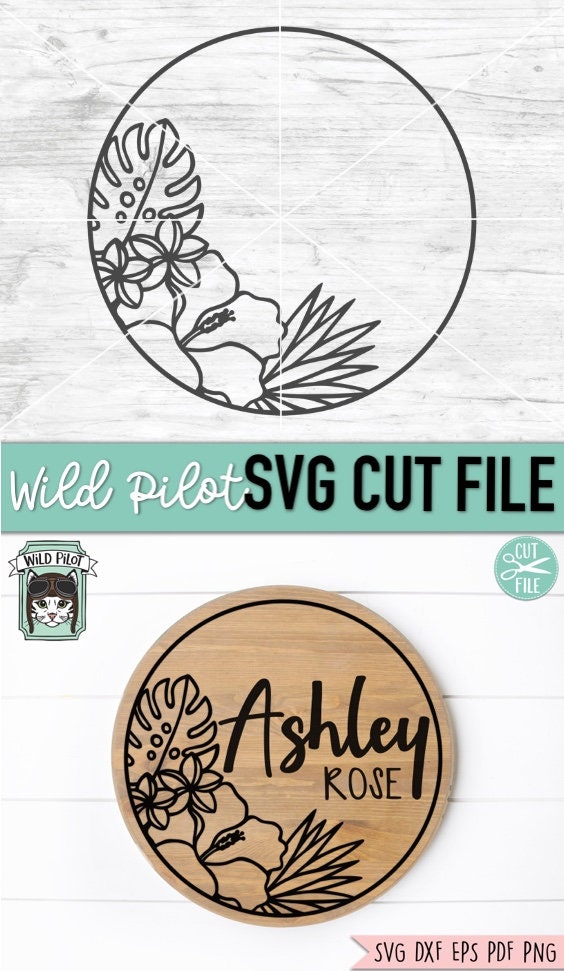 Flower Frame SVG Hibiscus Round Sign Svg Flower Wreath Svg - Etsy
