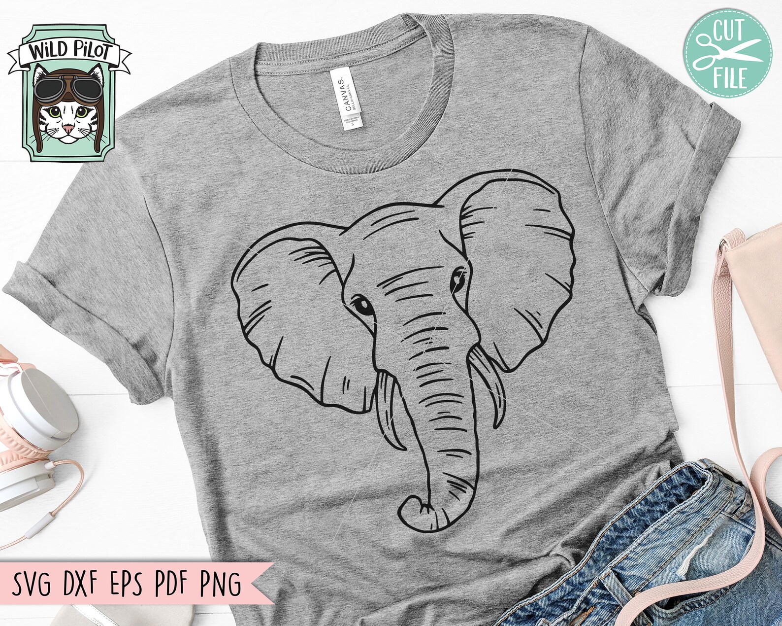 Elephant Svg File, Elephant Cut File, Animal Face, Elephant Face Svg ...