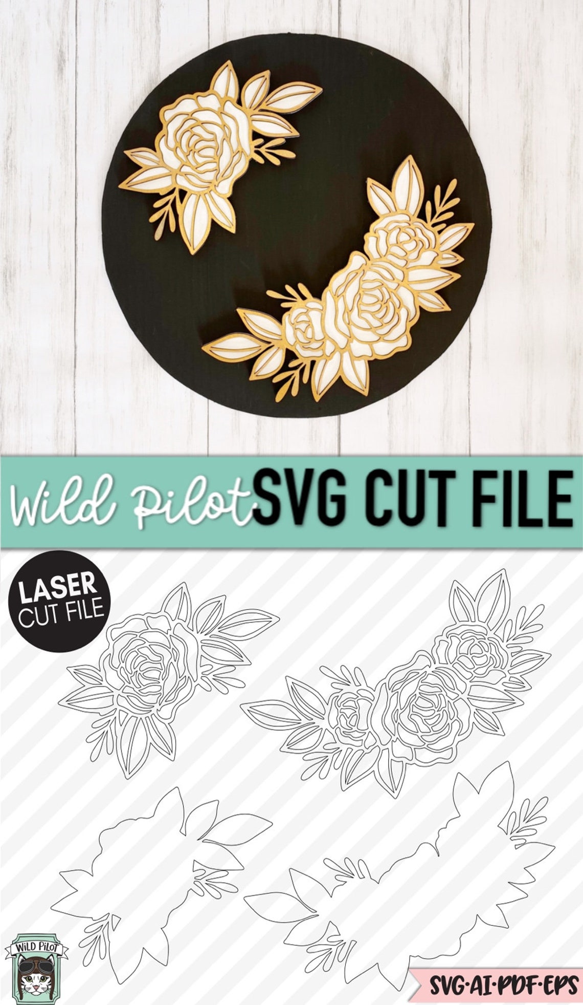 Flower LASER Cut File SVG, Floral LASER File, Laser Svg Files, Layered ...