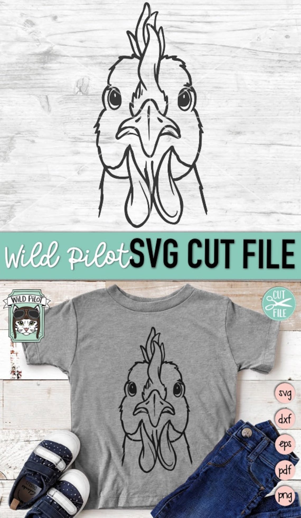 Chicken SVG File, Chicken Face SVG, Chicken Cut File, Animal Face Svg ...