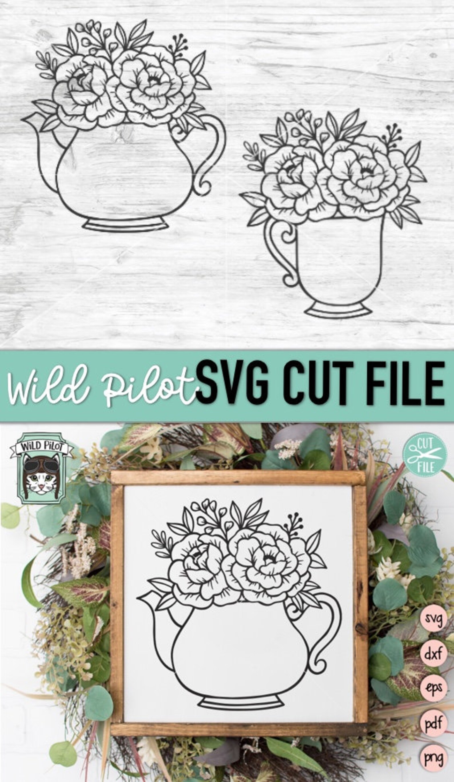 Teapot SVG, Teacup SVG, Tea Pot Flowers Svg, Tea Cup Flowers, Tea Svg ...
