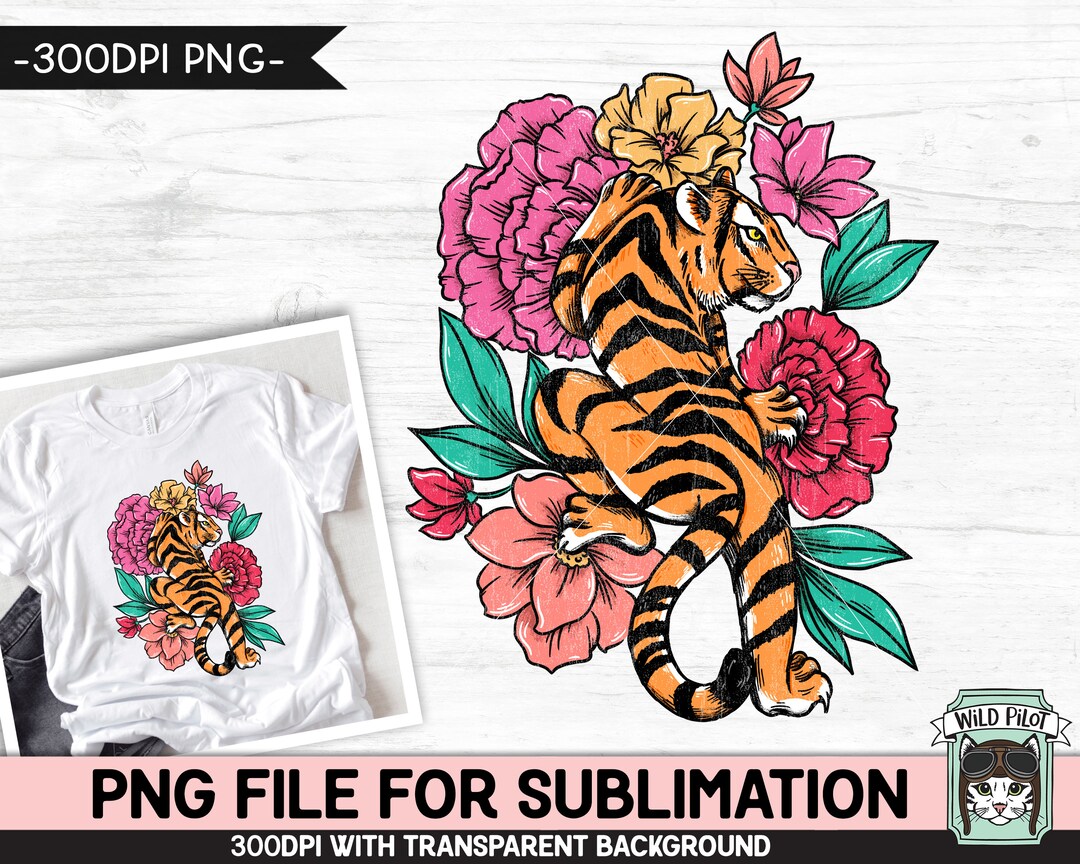 Tiger SUBLIMATION Design PNG, Floral Tiger Png File, Tiger Tattoo ...