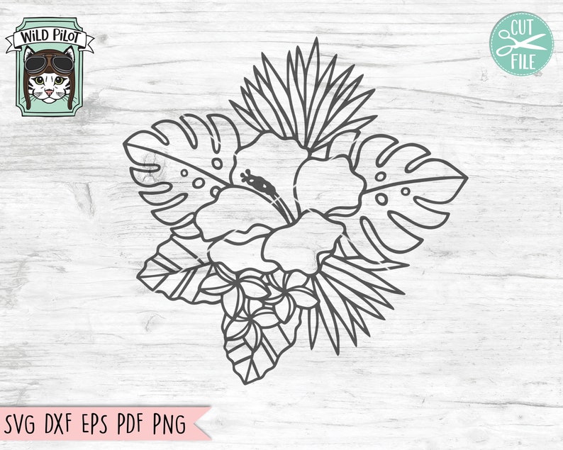 Tropical Flowers SVG Cut File Tropical Leaves SVG Hibiscus - Etsy
