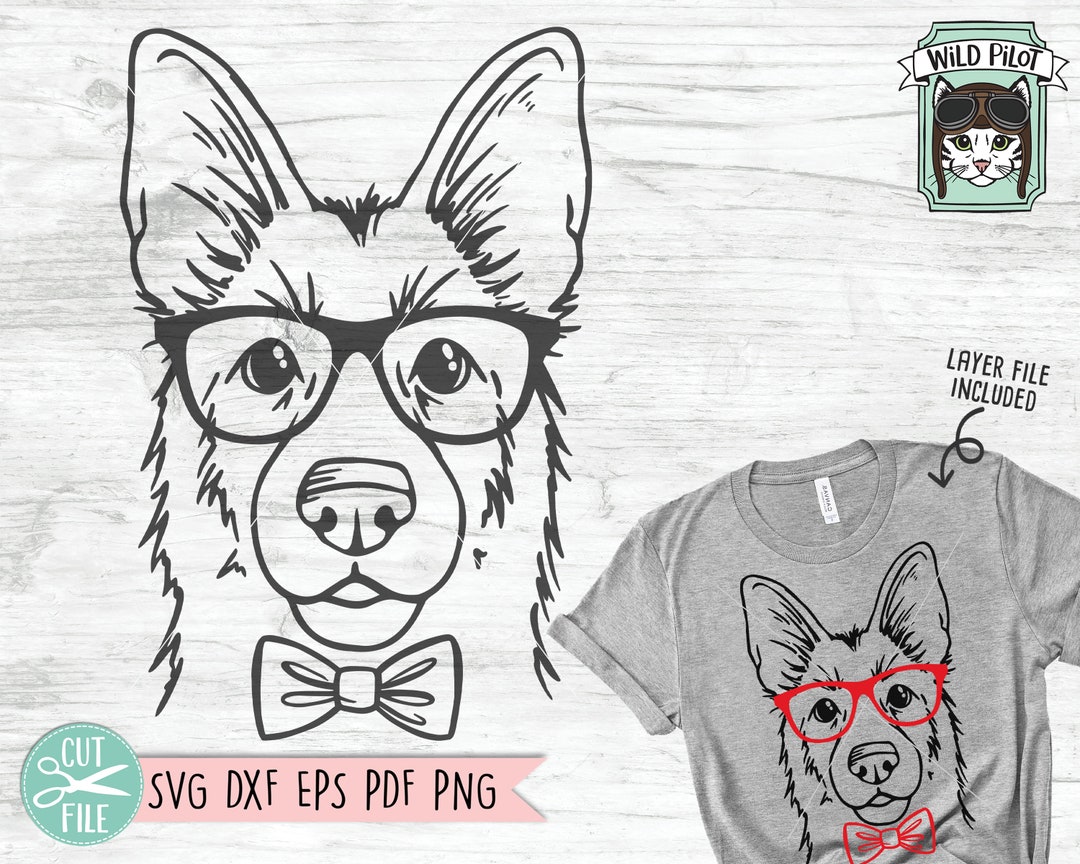 German Shepherd Svg File, Dog With Glasses Svg, Dog Cut File, Dog Svg ...