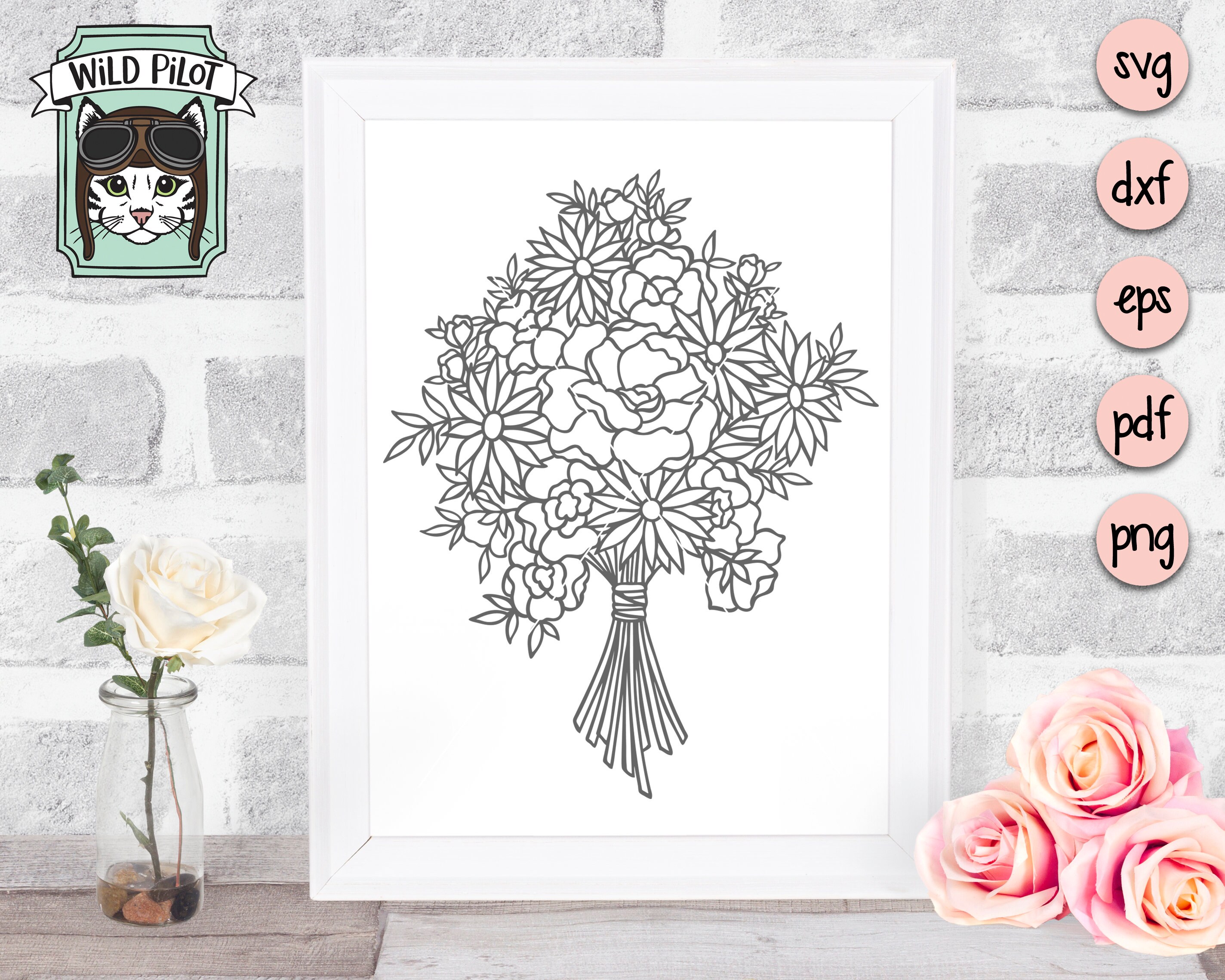 Flower SVG Files Bouquet SVG File Bouquet of Flowers SVG - Etsy