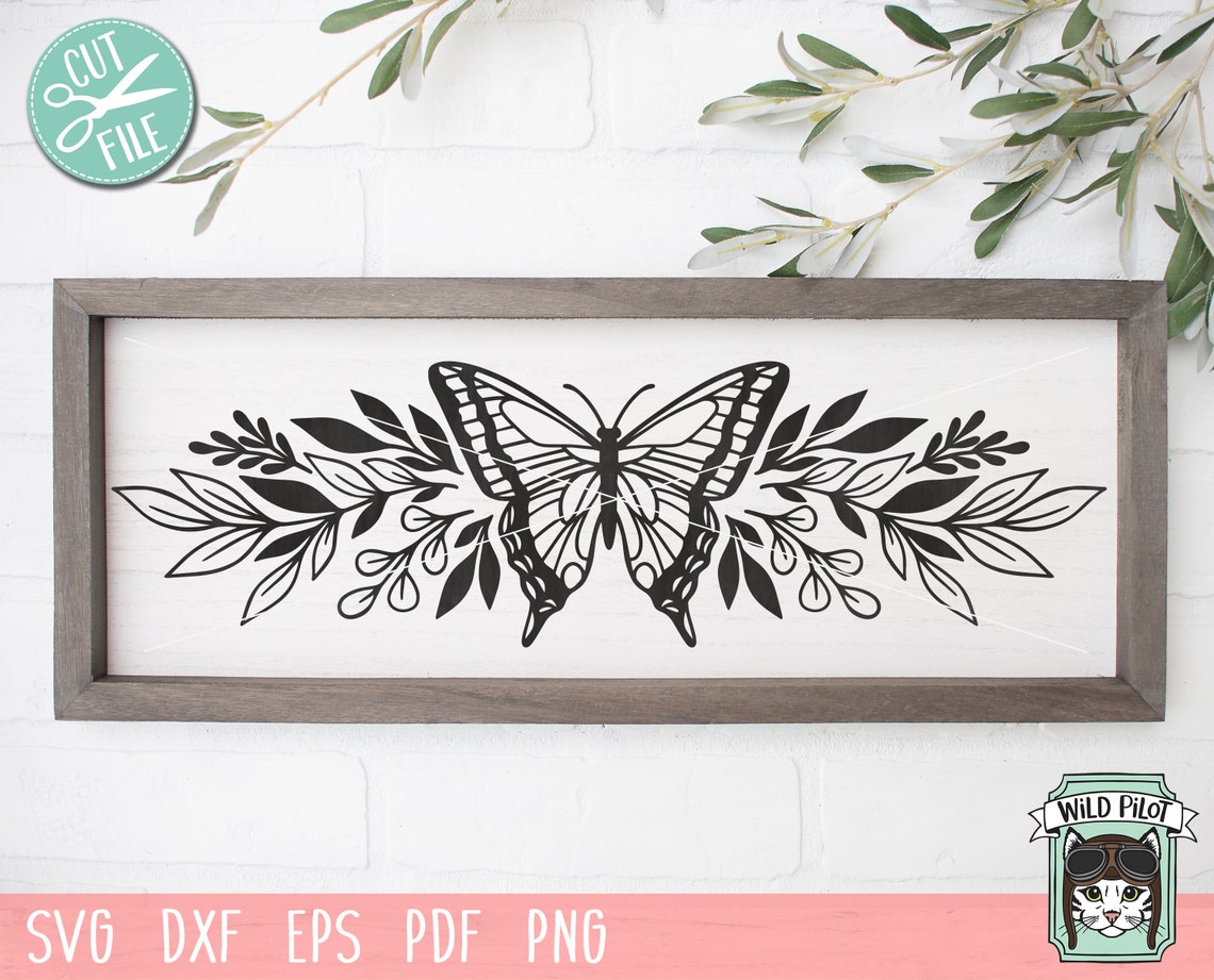 Butterfly SVG Cut File Butterfly Leaf Border SVG Cut File | Etsy