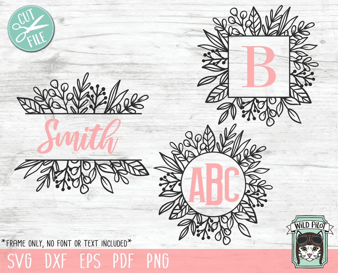 Leaf Frame SVG File, Monogram Frame SVG, Split Frame Svg, Leaf Border ...