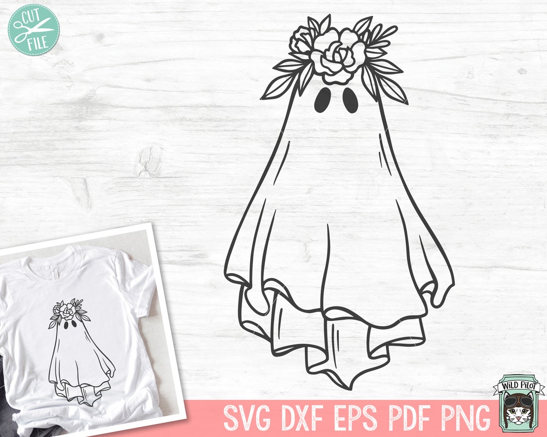 Floral Ghost SVG File, Halloween SVG, Halloween Cut File, Ghost Flower ...