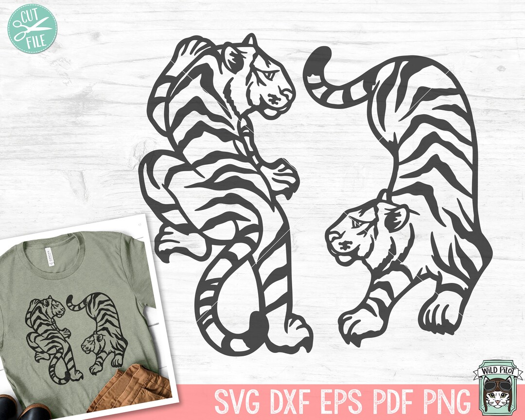 Tiger Svg File, Tiger Cut File, Tiger Png, Fighting Tigers, Dueling ...