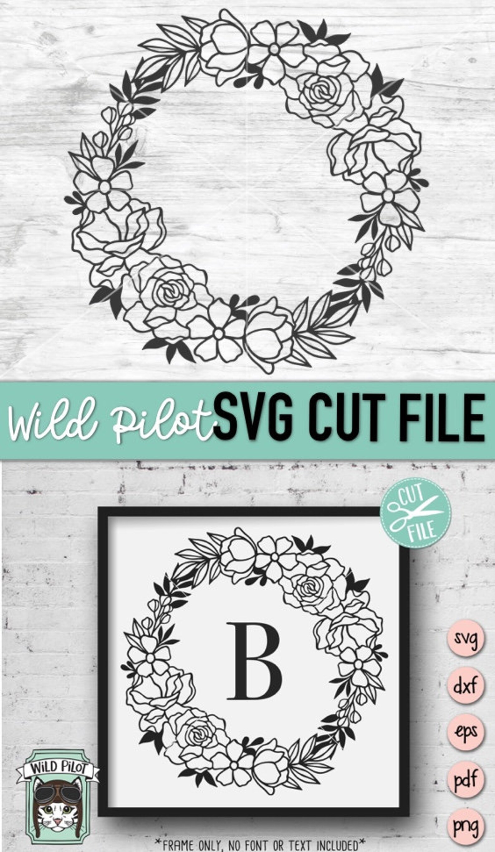 Wreath SVG File Flower Wreath Svg Floral Wreath Clipart - Etsy