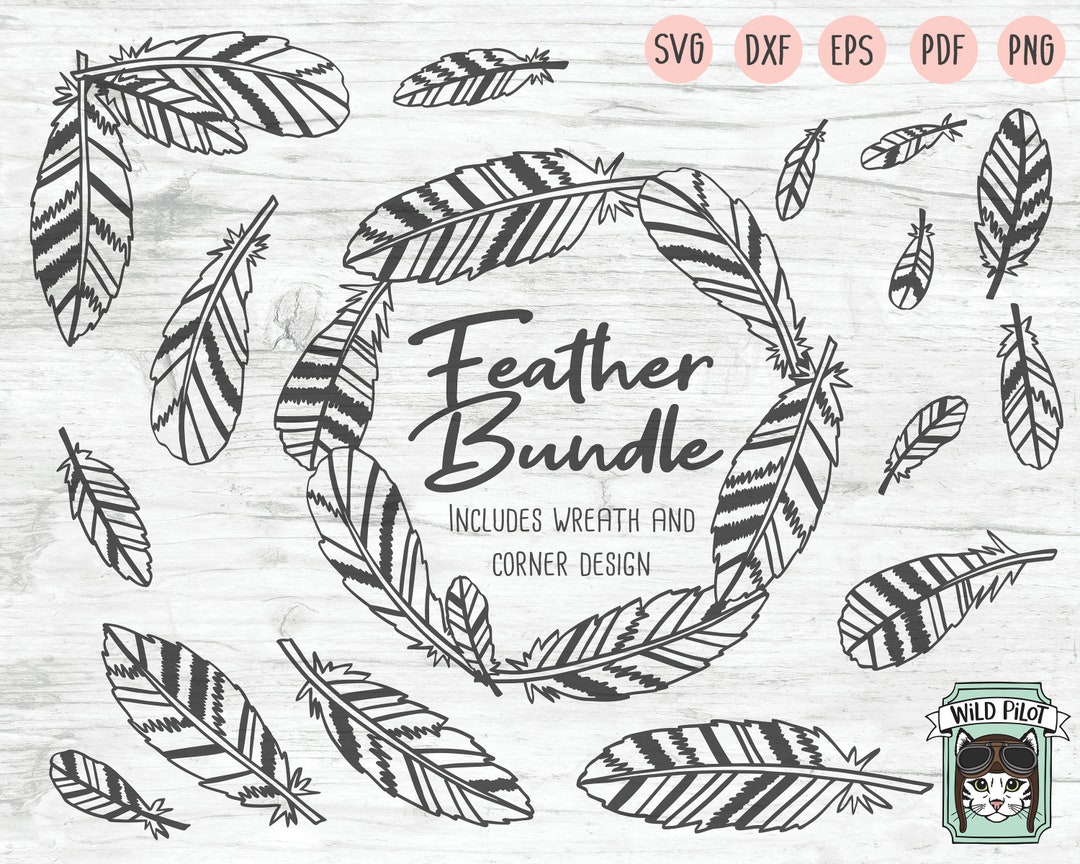 Feathers SVG File, Feather Wreath, Feather Cut File, Feather Monogram ...