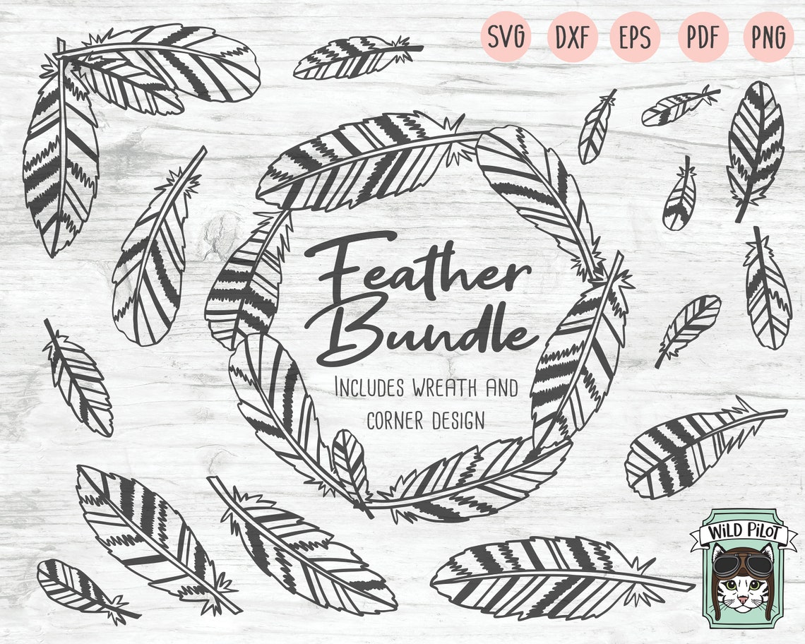 Feathers SVG File Feather Wreath Feather Cut File Feather - Etsy
