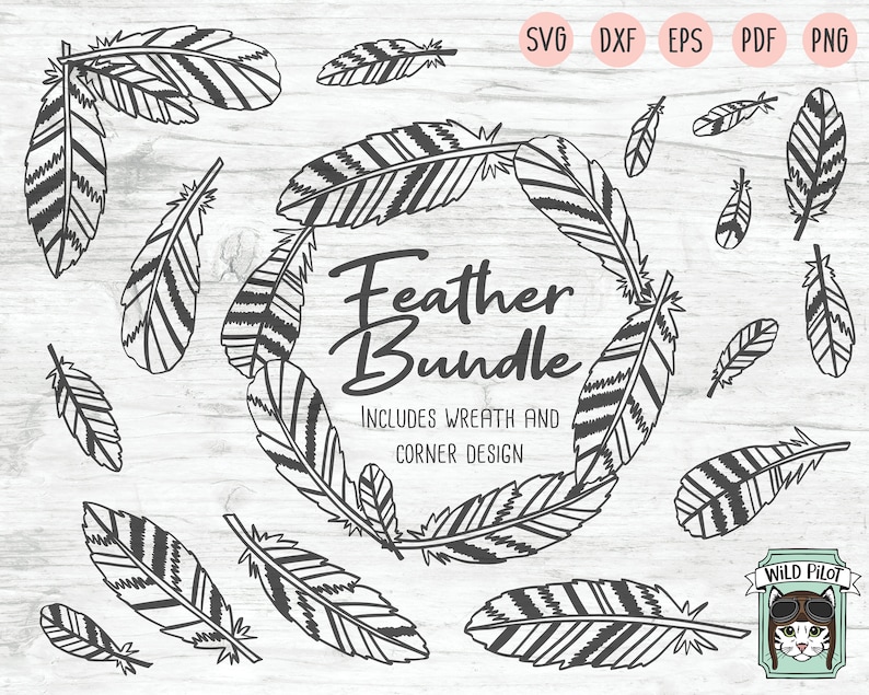 Feathers SVG File Feather Wreath Feather Cut File Feather - Etsy