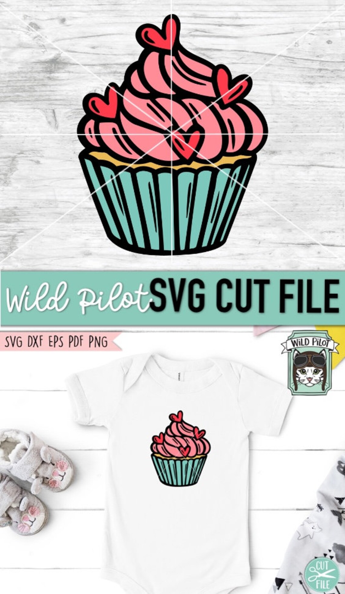 Cupcake SVG Cut File Baking SVG Cut File Valentines SVG Cut | Etsy