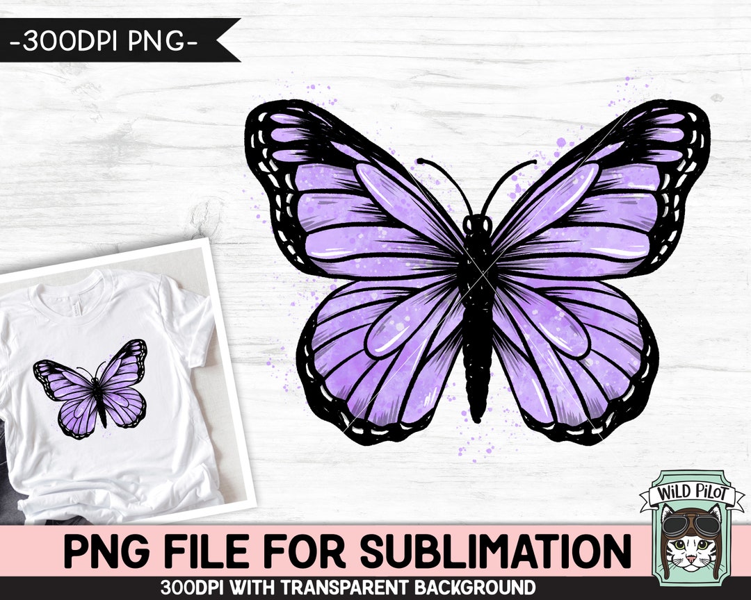 Monarch Butterfly PNG SUBLIMATION, Watercolor Sublimation, Purple ...