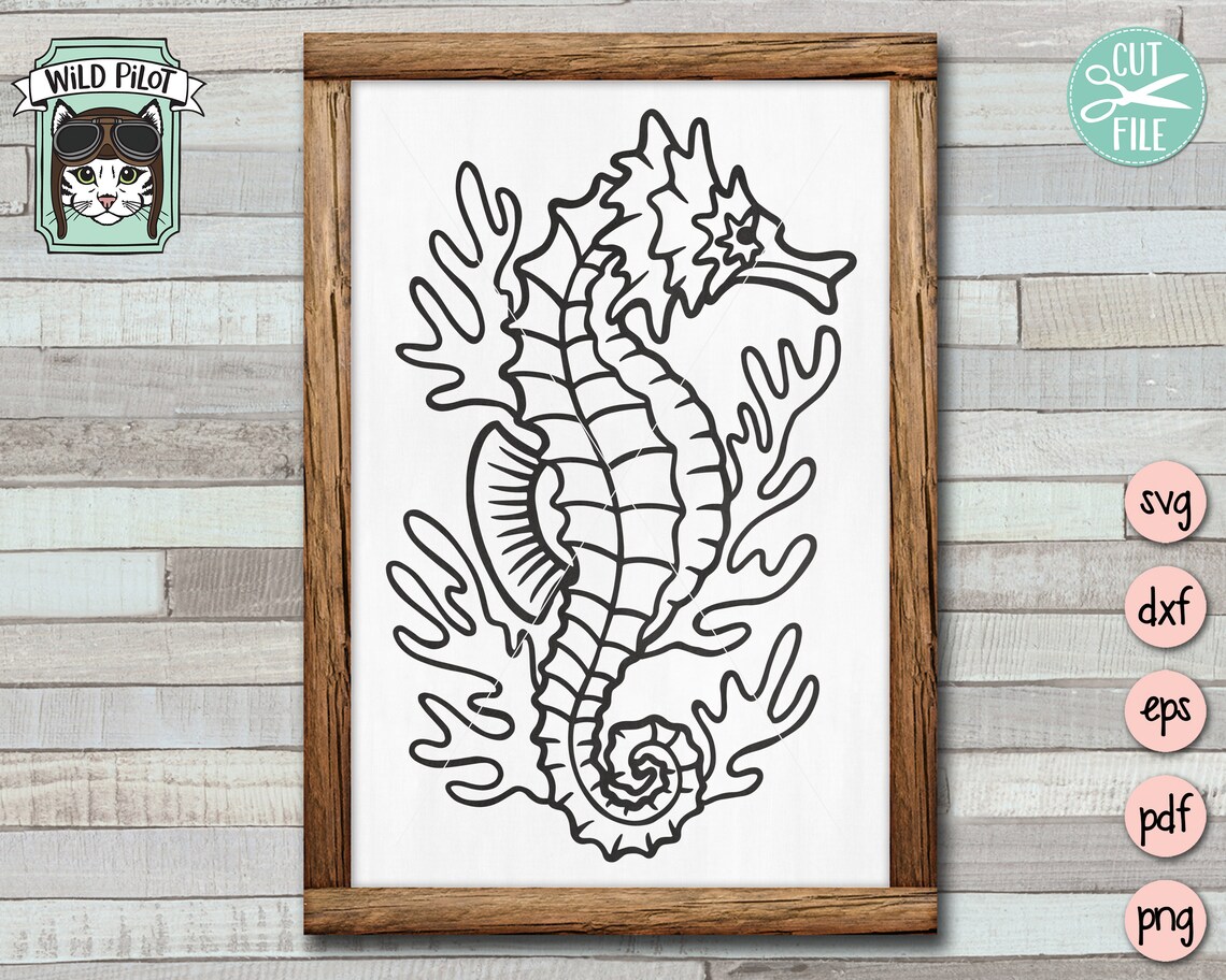 Seahorse SVG File, Seahorse Cut File, Seahorse Coral SVG File, Summer ...