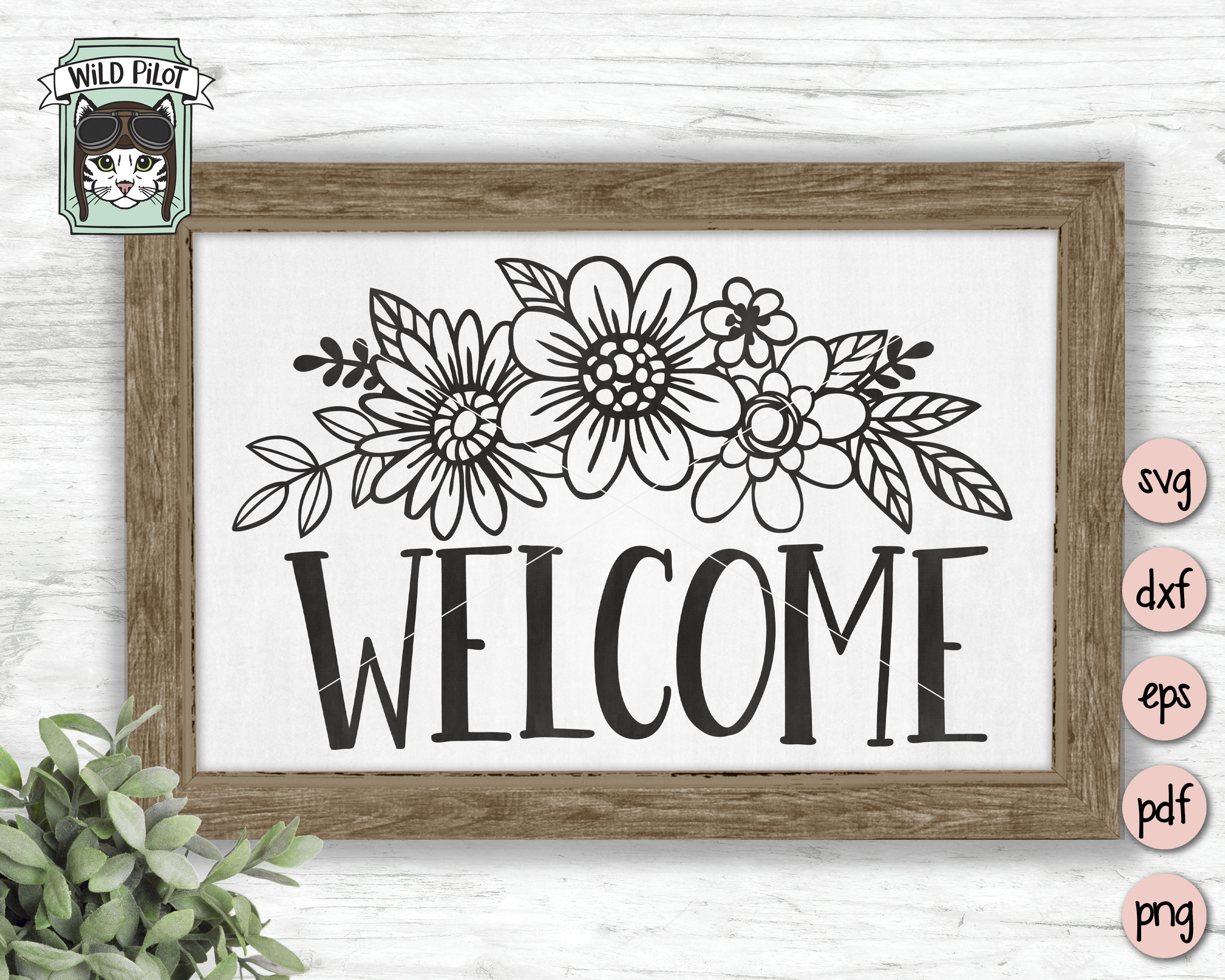 Welcome Sign SVG File, Floral Welcome Sign Cut File, Flower Welcome Svg ...