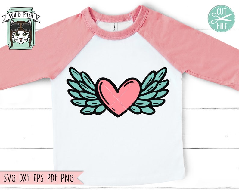 Heart With Wings SVG File, Valentines Day SVG File, Angel Wings Svg ...