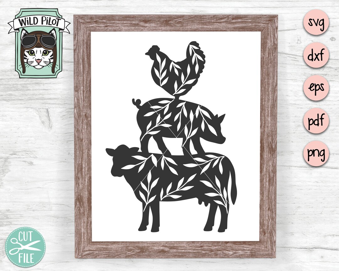 Farm Animal Svg File, Farm Animal Stack SVG, Pig Chicken Cow Svg File ...