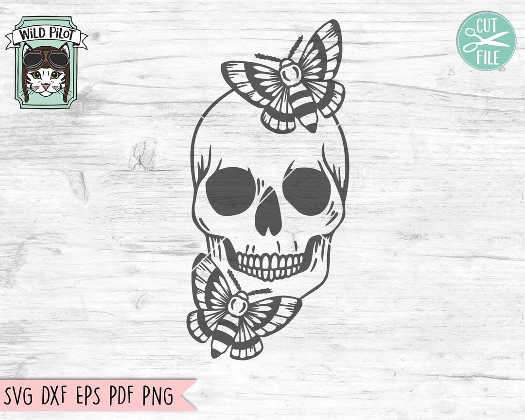 Skull SVG File, Skull Cut File, Moth Skull SVG File, Halloween Svg ...