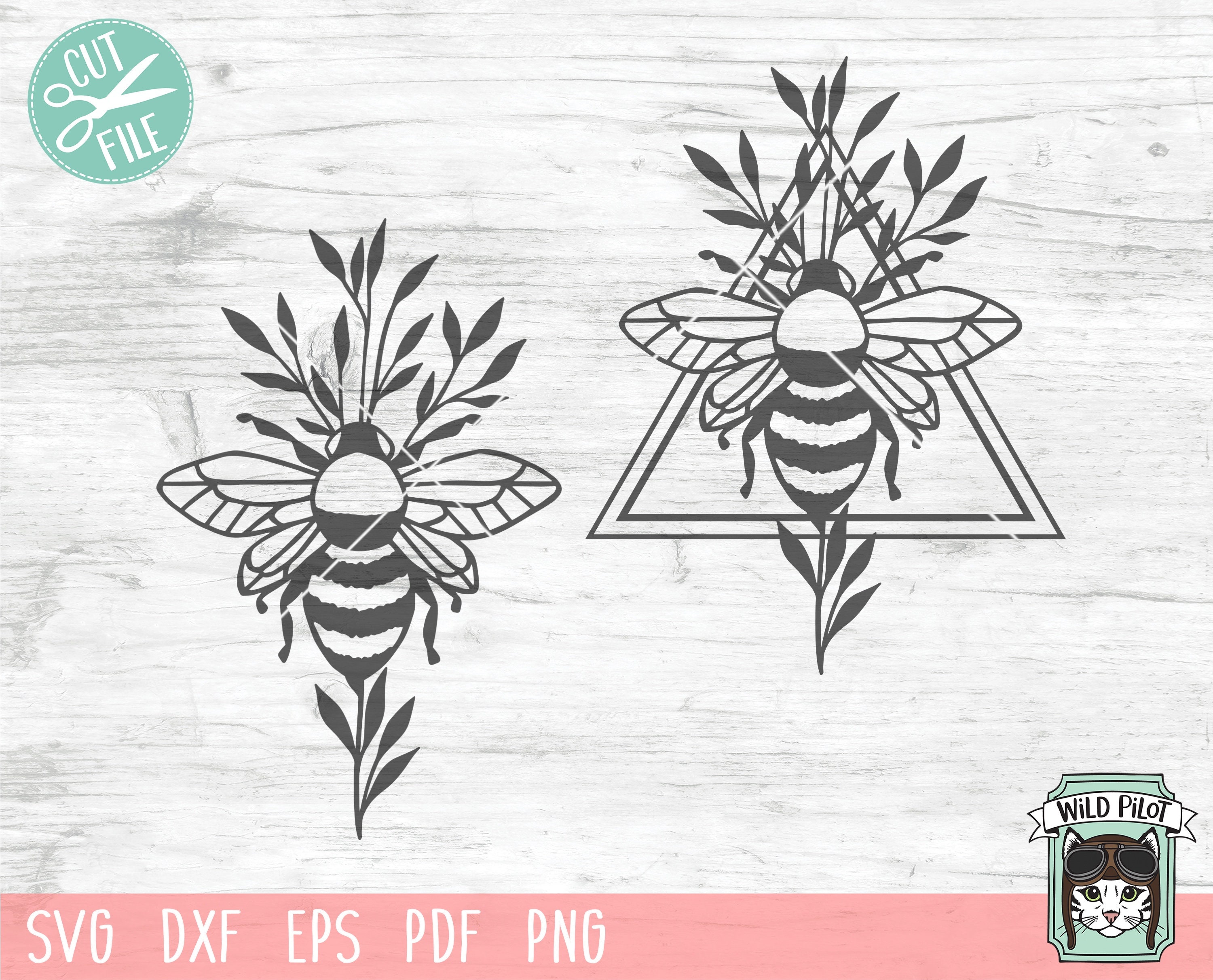 Bee SVG Cut File, Bee Laurel Leaves SVG, Honey Bee SVG, Bumble Bee Svg ...