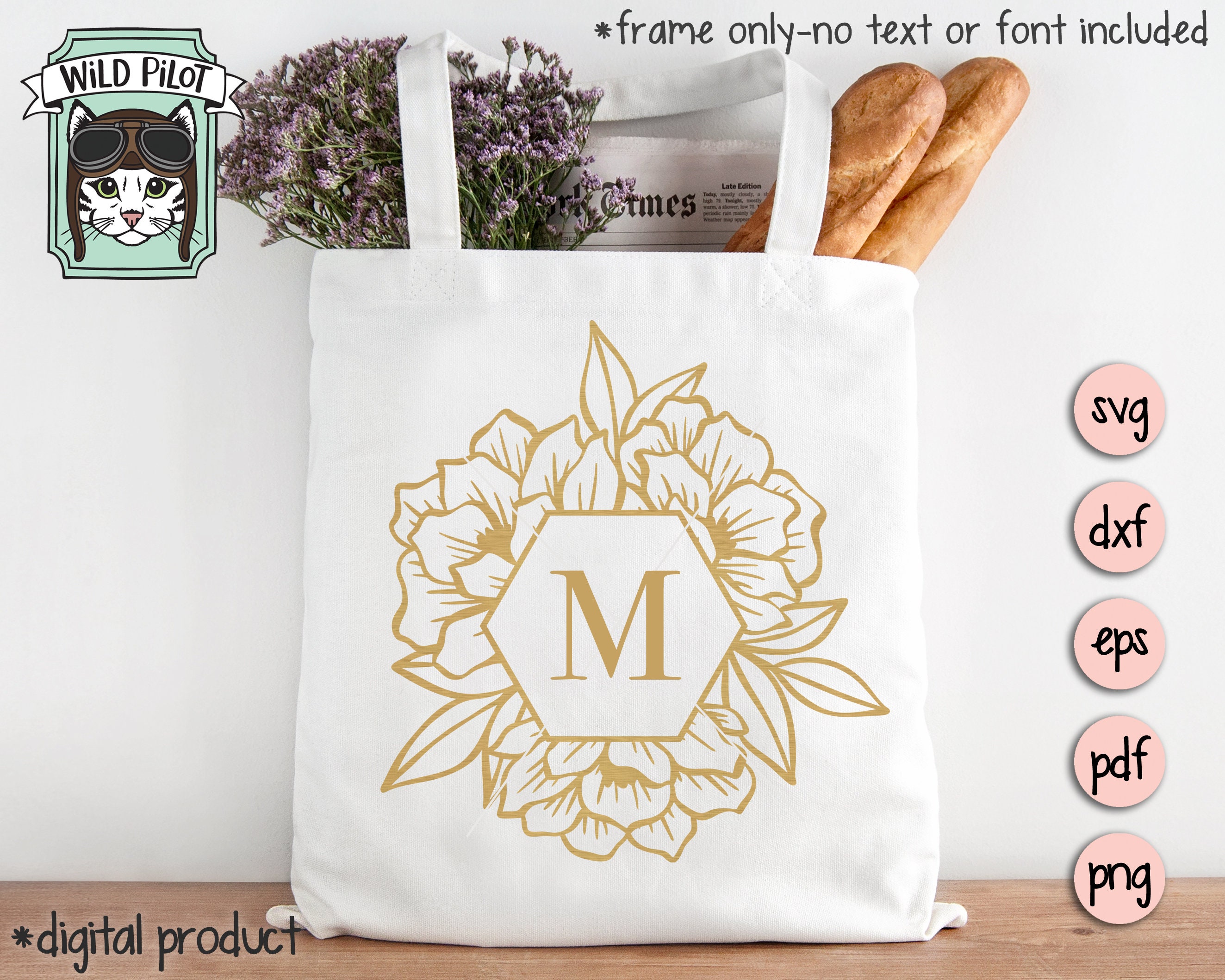 Flower Monogram Frame SVG File Monogram Frame Cut File - Etsy