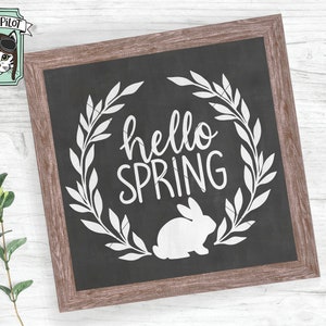 Hello Spring SVG File, Spring SVG File, Rabbit Silhouette, Hello Spring ...