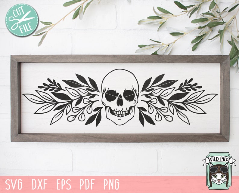 Skull Border Svg File Skull Svg Skull Leaves Border Svg - Etsy