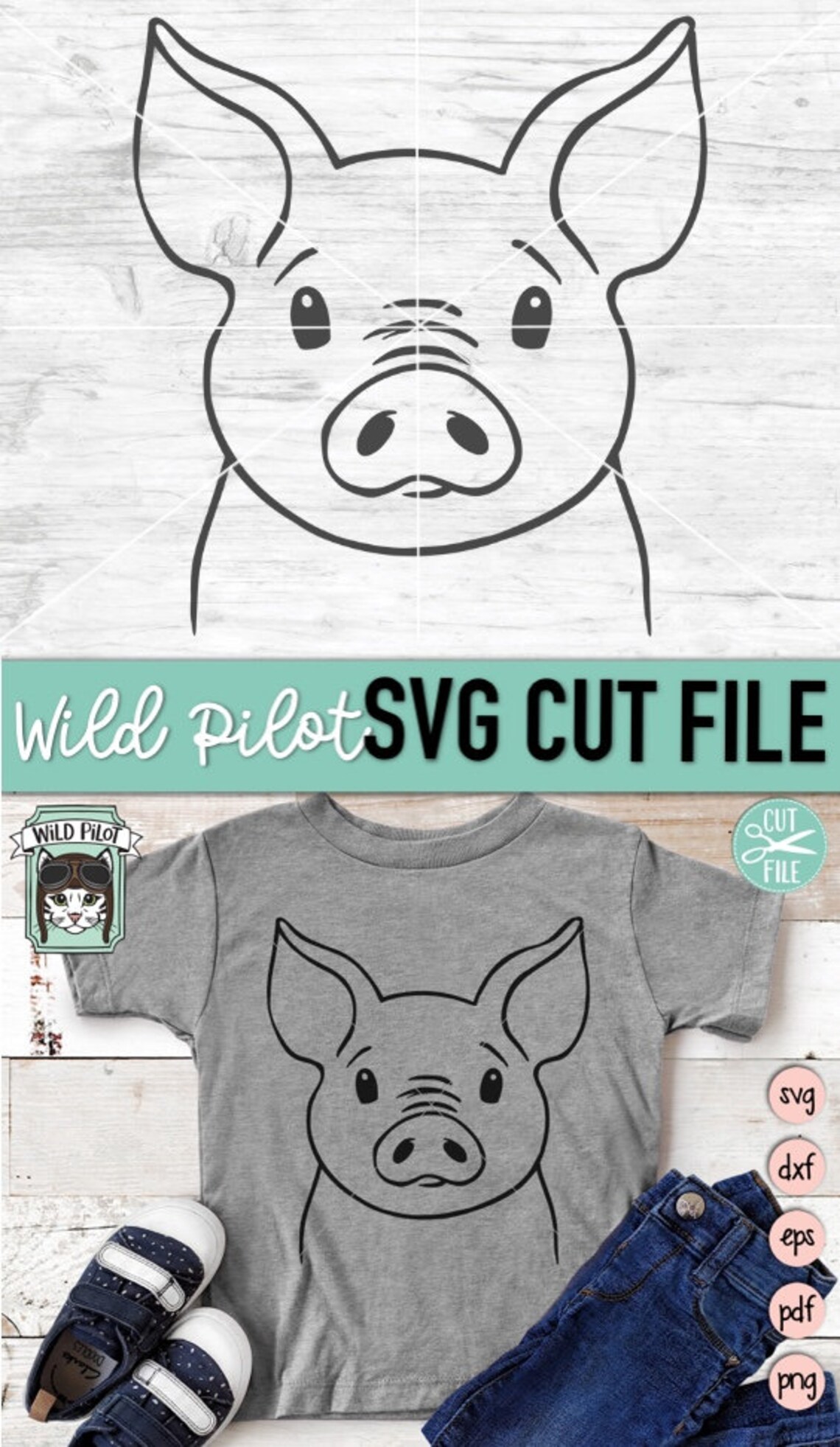 Pig Svg File Pig Cut File Animal Face Cute Pig Svg Pig | Etsy