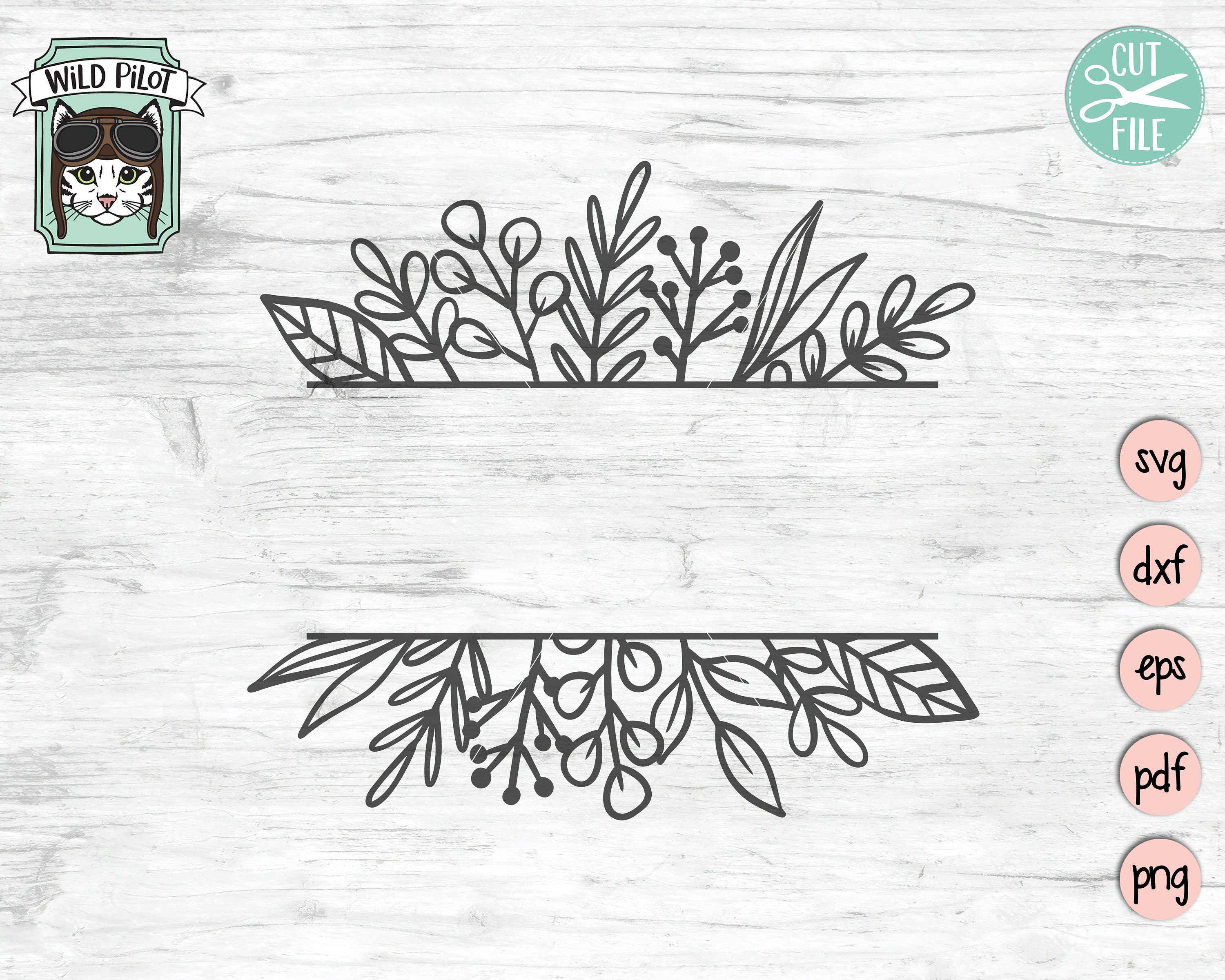Leaf Frame SVG File Monogram Frame SVG Split Frame Svg Leaf | Etsy