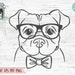 Pitbull Svg File, Dog With Glasses Svg, Dog Cut File, Dog Svg File ...