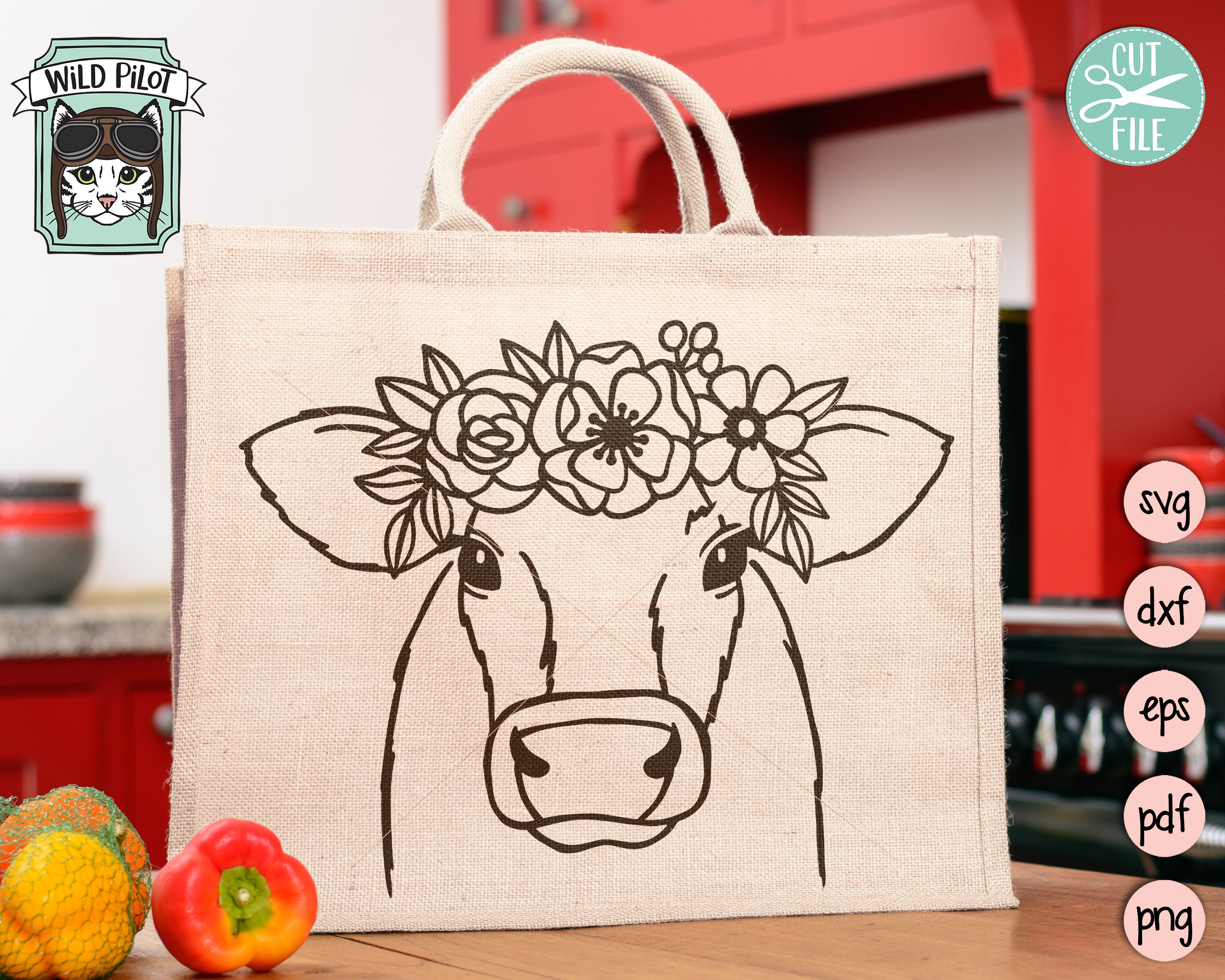 Cow SVG File Cow With Flower Crown SVG Cow Cut File Animal - Etsy