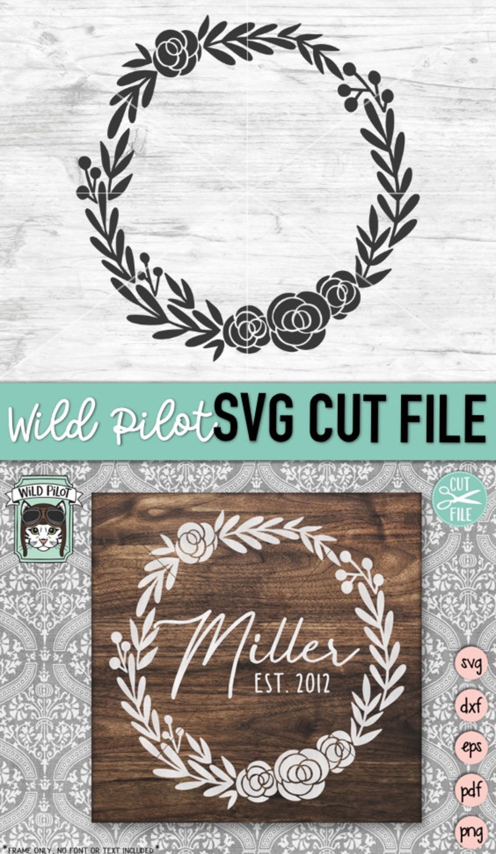 Wreath SVG File Flower Wreath Cut File Wreath Vector Floral | Etsy