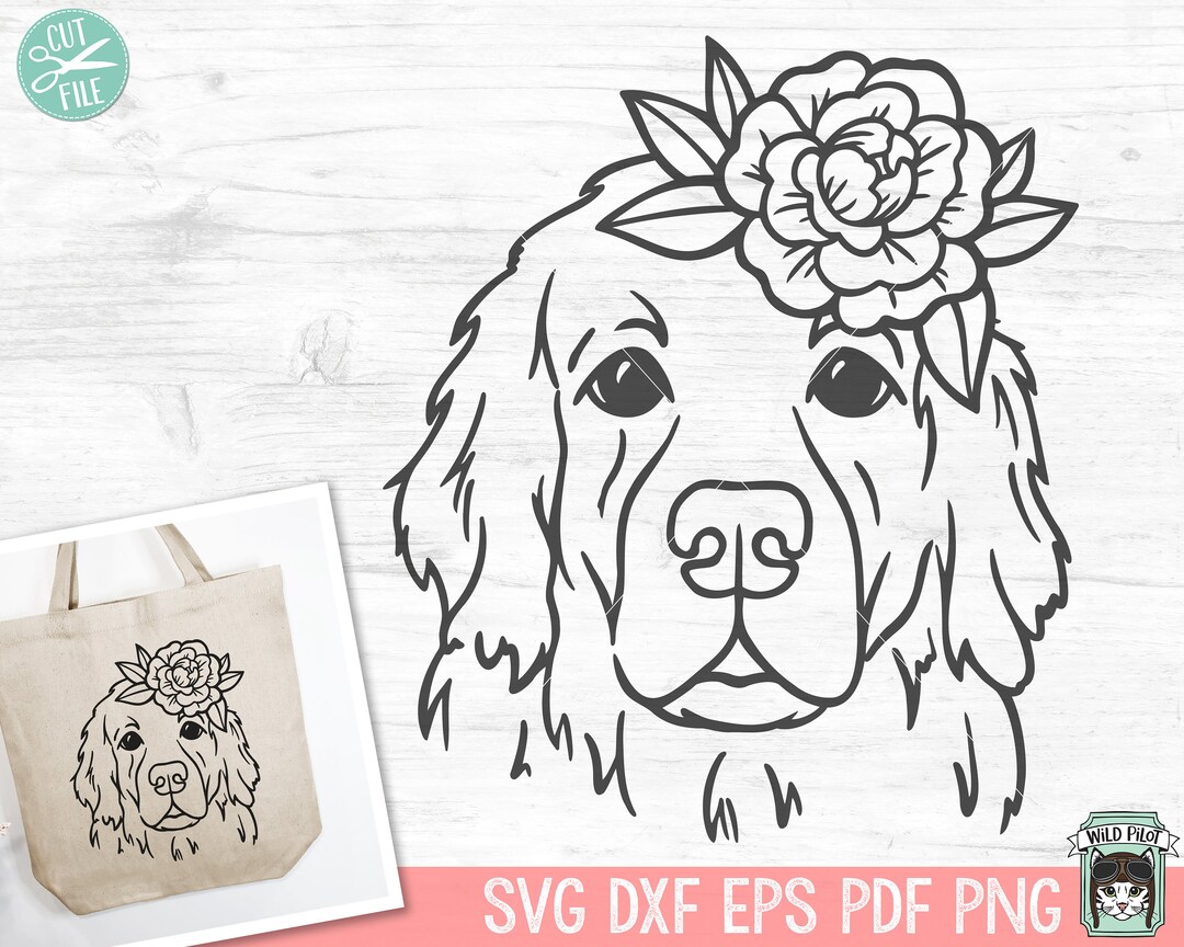 Dog SVG File, Floral Dog SVG, Dog With Flowers Svg Cut File, Floral ...