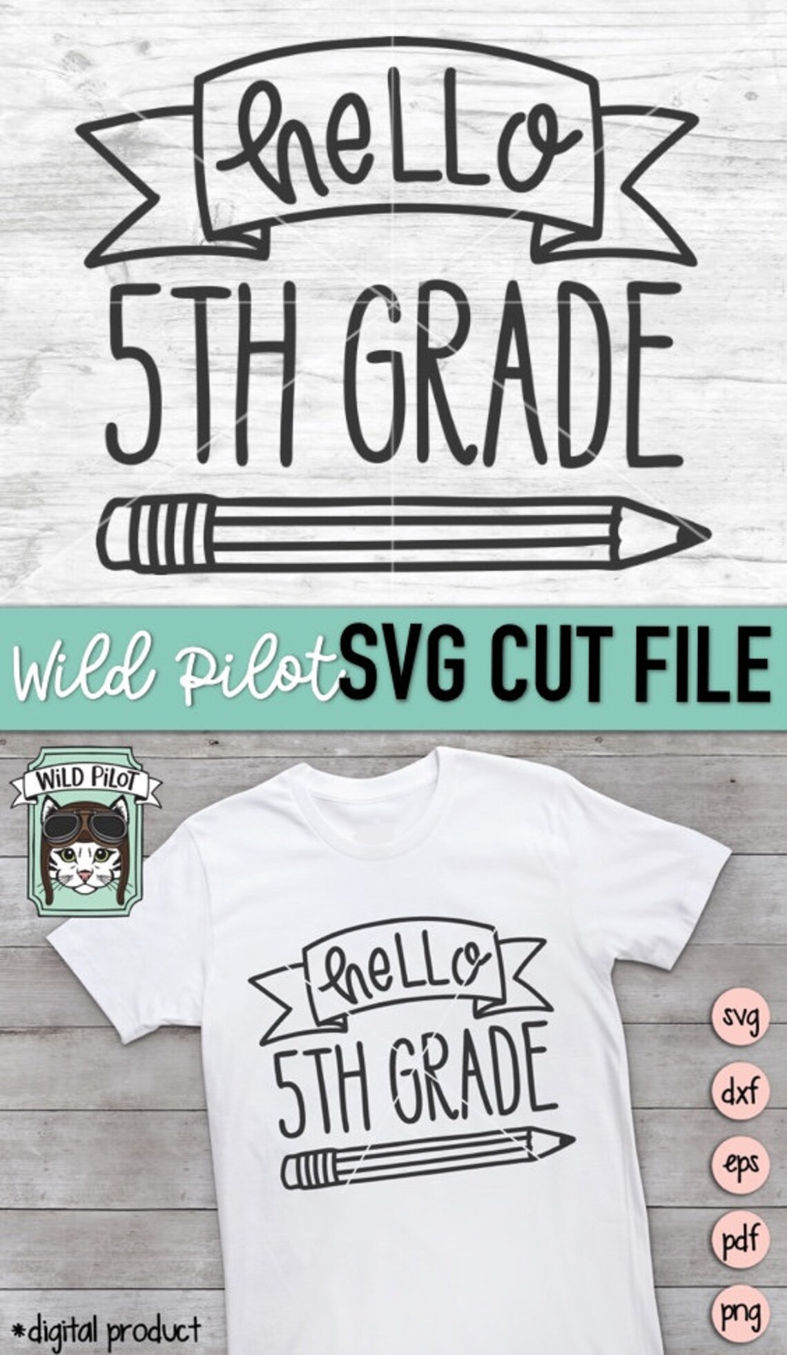 5th Grade SVG File, Hello Fifth Grade Svg File, First Day of School Svg ...