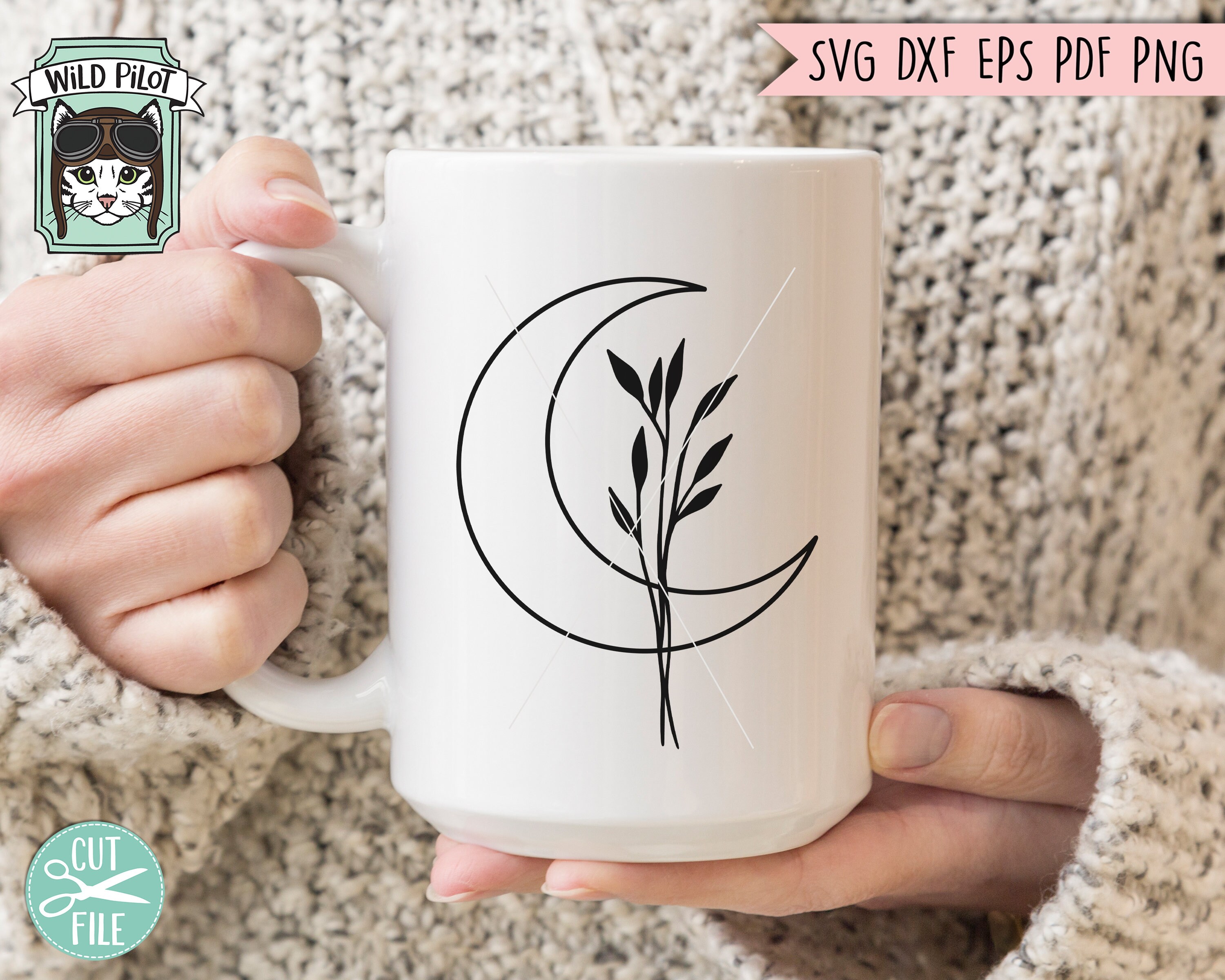 Moon Leaves Bundle Svg File Moon Leaves Svg Moon Floral Svg | Etsy