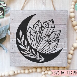 Crystals SVG Files, Crystal Cut File, Crystal Moon Leaves SVG, Crystal ...