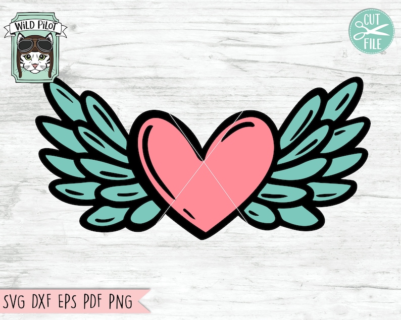 Heart With Wings SVG File, Valentines Day SVG File, Angel Wings Svg ...