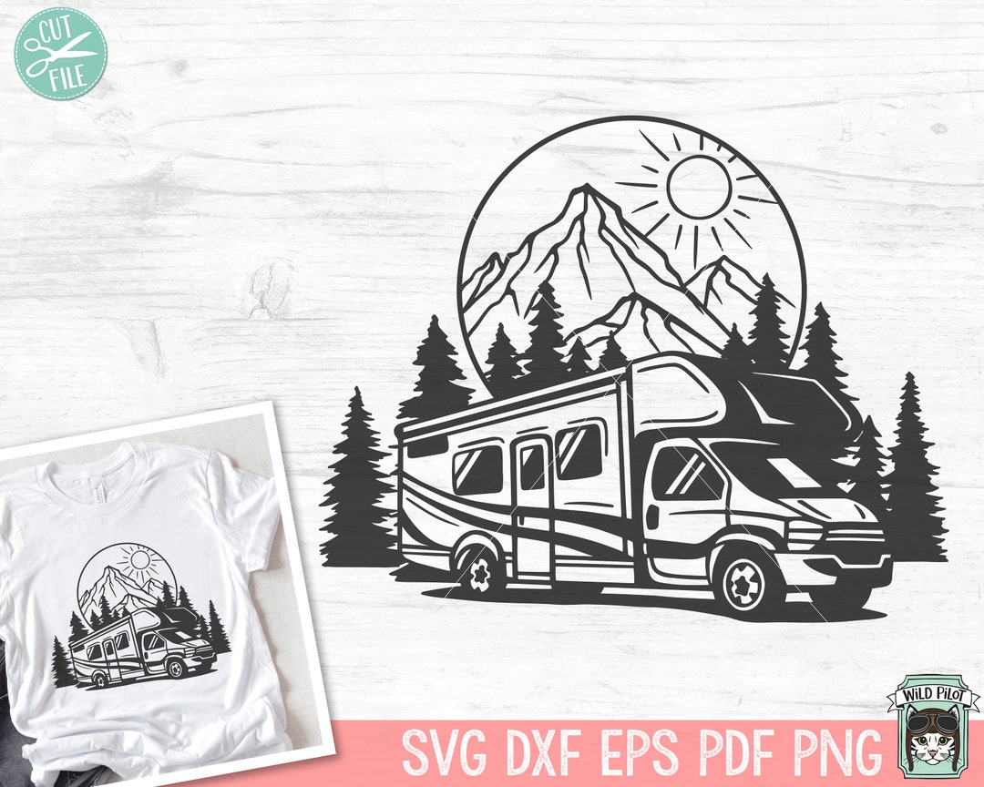 Camper SVG File, Camper Cut File, Camping Svg, Camping Scene Svg ...