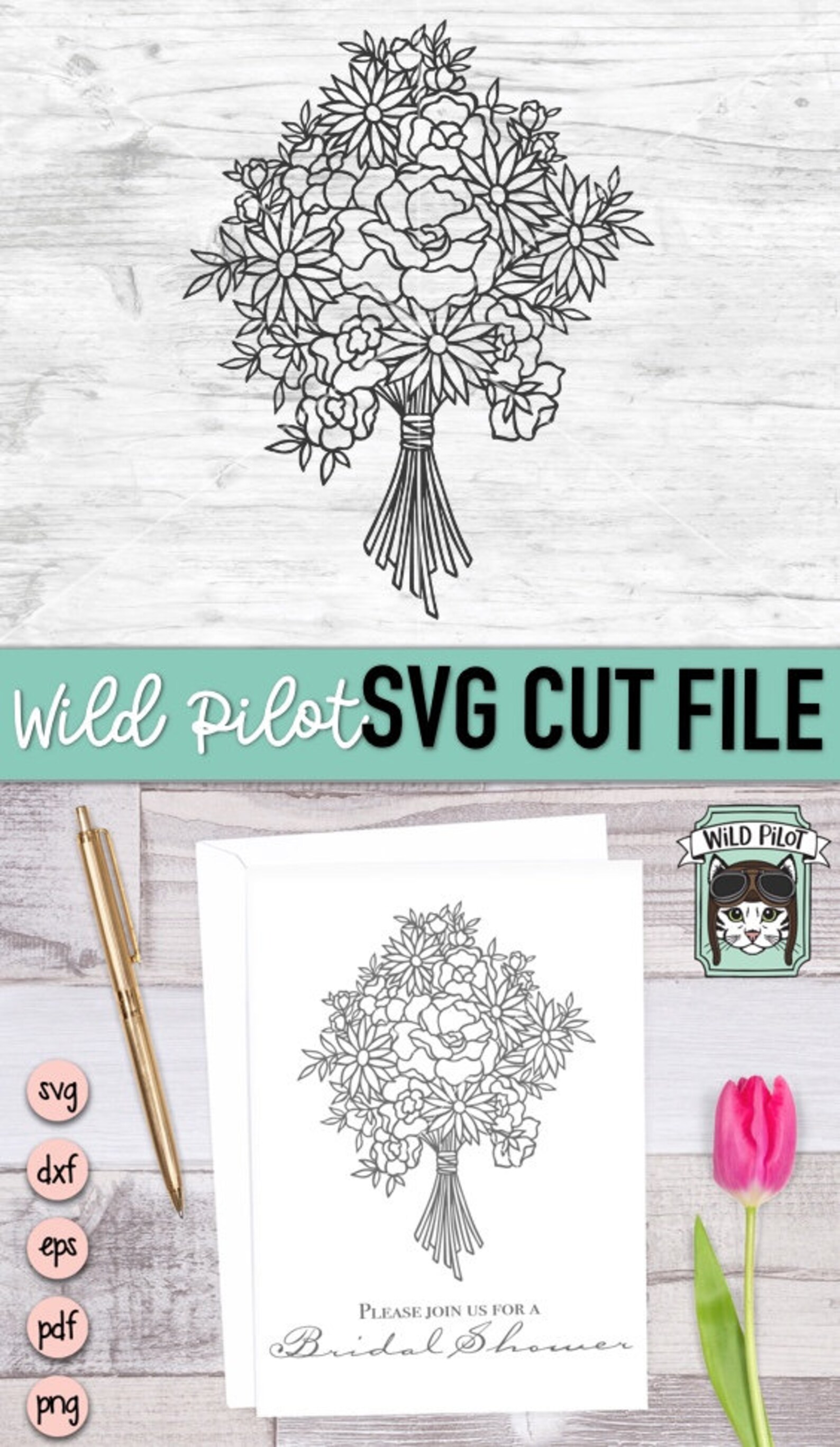 Flower SVG Files Bouquet SVG File Bouquet of Flowers SVG - Etsy