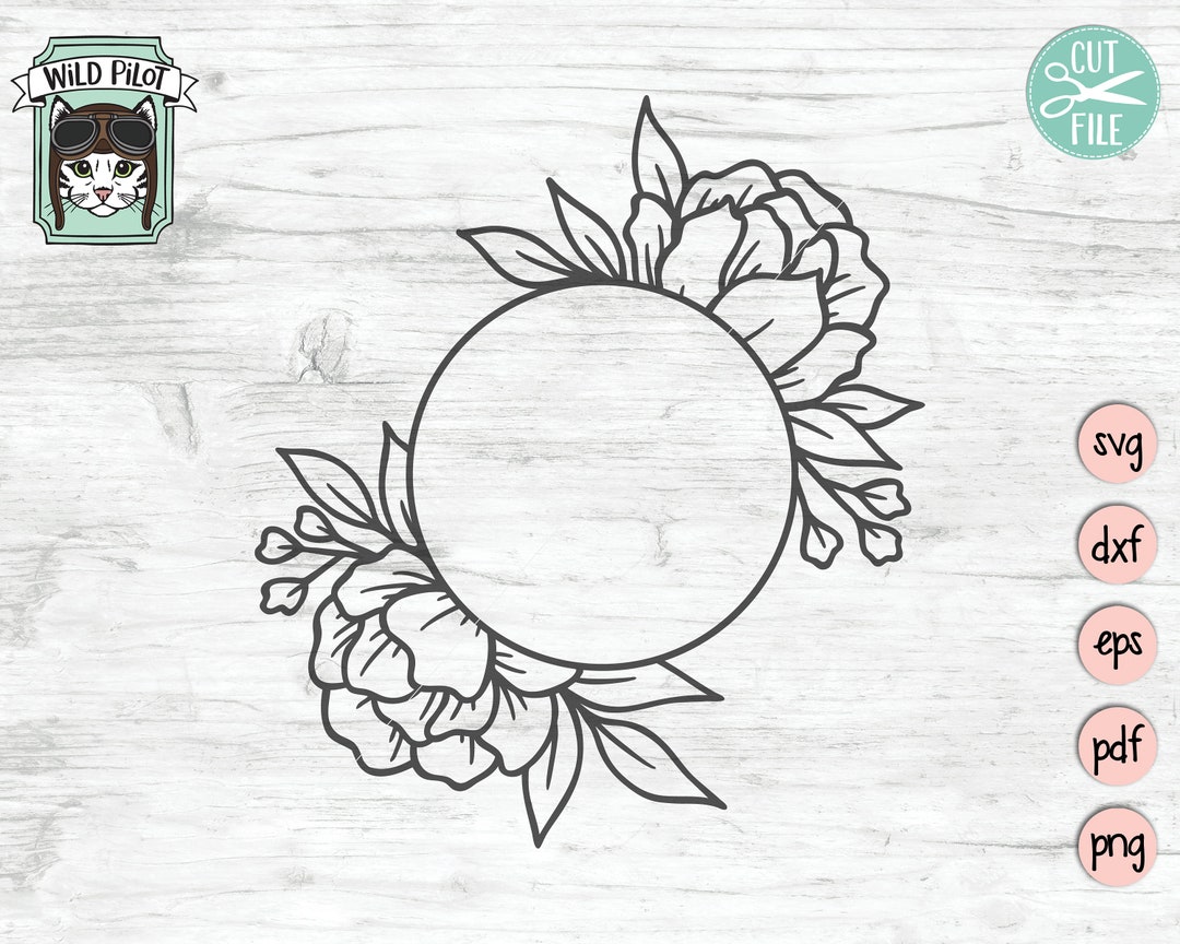 Flower Monogram Frame SVG File, Floral Monogram Frame, Round Monogram ...