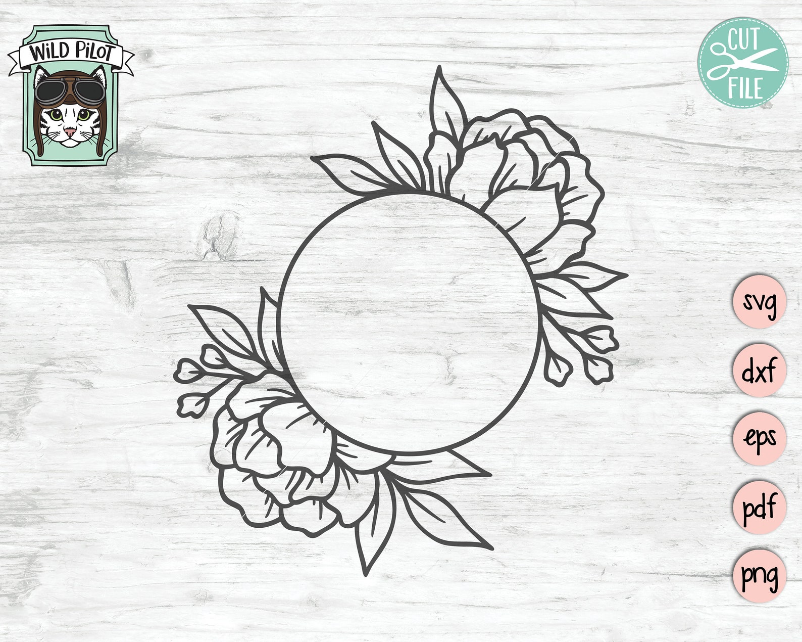 Flower Monogram Frame SVG File Floral Monogram Frame Round - Etsy